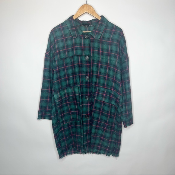 HYFVE | Tops | Hyfve Button Down Midi Dress Plaid Shacket Flannel ...
